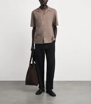 Sunspel Cotton Textured Stripe Shirt - Brown