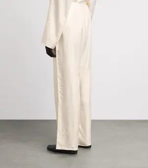 TOTEME Silk Monogram Trousers - Ivory