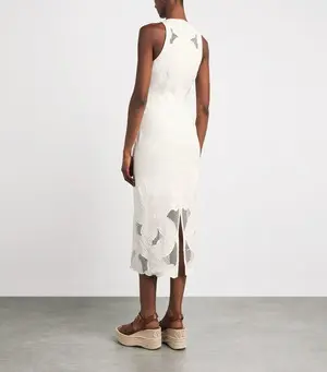 Veronica Beard Linen-blend Eyelet Upten Midi Dress - Ivory