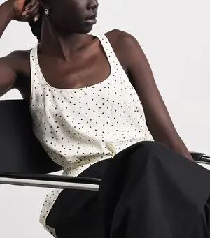 Theory Silk-blend Polka-dot Tank Top
