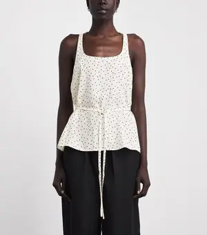 Theory Silk-blend Polka-dot Tank Top