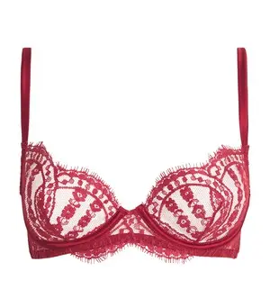 COCO DE MER Lace Renata Plunge Bra - Red