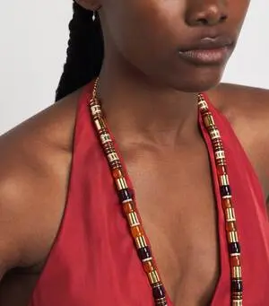 Eddie Borgo Gold-plated Amber, Carnelian And Pavé Crystal Necklace