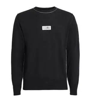 MAISON MARGIELA Virgin Wool-blend Numeric Tab Sweater - Black