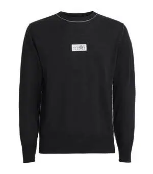 MAISON MARGIELA Virgin Wool-blend Numeric Tab Sweater - Black
