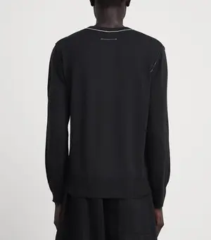 MAISON MARGIELA Virgin Wool-blend Numeric Tab Sweater - Black