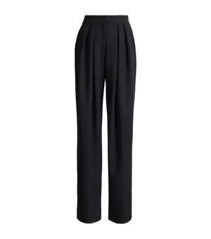 Balmain Virgin Wool Wide-leg Trousers - Black