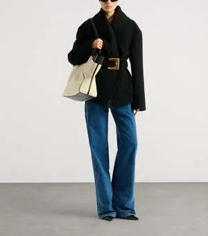 Balmain Virgin Wool Belted Pea Coat