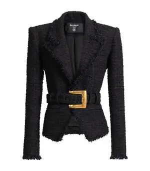 Balmain Belted Tweed Blazer