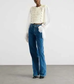 Balmain Tweed And Muslin Cropped Blouse
