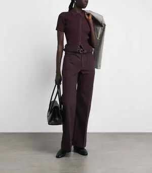 Victoria Beckham Rib-knit Zip-up Polo Shirt