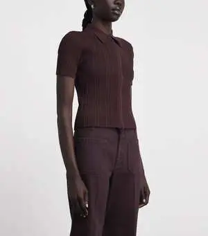 Victoria Beckham Rib-knit Zip-up Polo Shirt