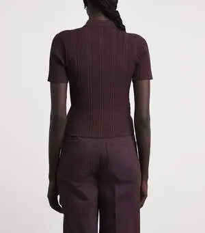 Victoria Beckham Rib-knit Zip-up Polo Shirt