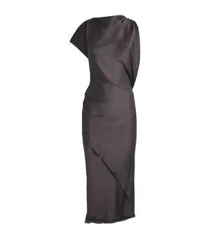 Victoria Beckham Satin Draped Midi Dress