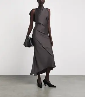Victoria Beckham Satin Draped Midi Dress