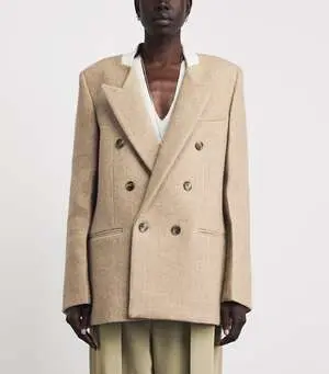 Victoria Beckham Wool-blend Double-breasted Jacket - Beige