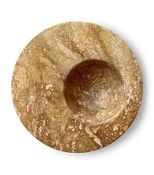 MARCHANTA 01 Mini Dark Travertine Candle Holder