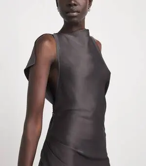 Victoria Beckham Draped Satin Midi Dress - Brown