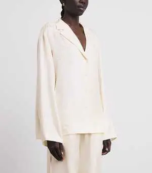 TOTEME Silk Embroidered Monogram Shirt - Ivory