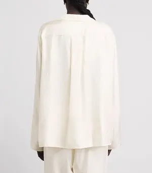 TOTEME Silk Embroidered Monogram Shirt - Ivory
