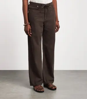 Rag & Bone Phoebe Wide-leg Jeans With Drawstring - Brown