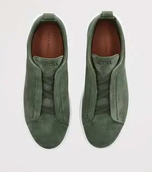 Zegna Suede Triple Stitch Sneakers - Green