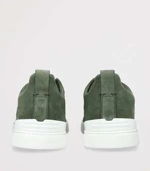 Zegna Suede Triple Stitch Sneakers - Green