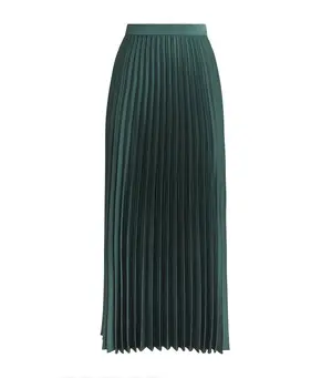 Max Mara Satin Pleated Skirt - Green