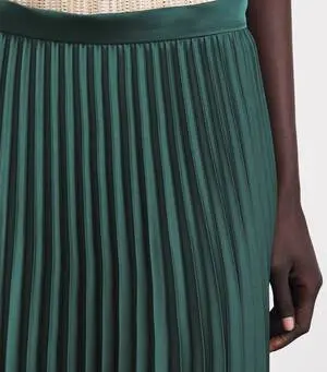 Max Mara Satin Pleated Maxi Skirt
