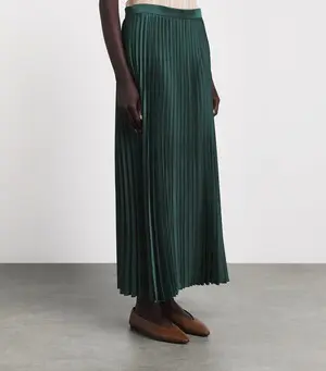 Max Mara Satin Pleated Maxi Skirt