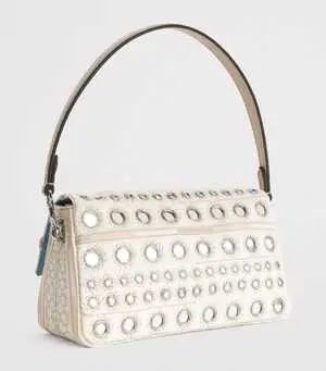 Tory Burch Small Embellished Charlie Shoulder Bag - Ivory