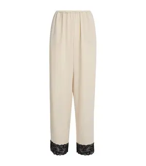 Stylein Lace-trim Wide-leg Trousers - Ivory