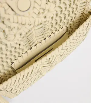 ANYA HINDMARCH Leather Woven Clutch Bag With Tassel - Yellow
