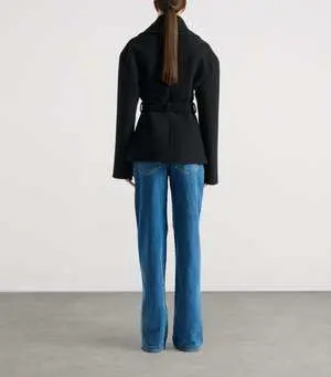 Balmain Virgin Wool Belted Pea Coat