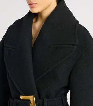 Balmain Virgin Wool Belted Pea Coat