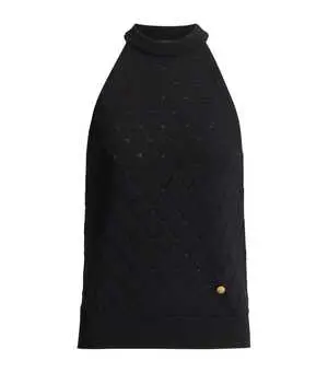 Balmain Virgin Wool Quilted Effect Sleeveless Top