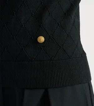 Balmain Virgin Wool Quilted Effect Sleeveless Top
