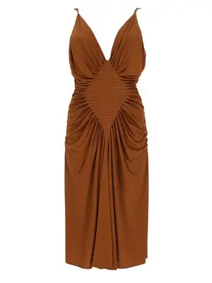 Versace Viscose Jersey Midi Dress - Brown