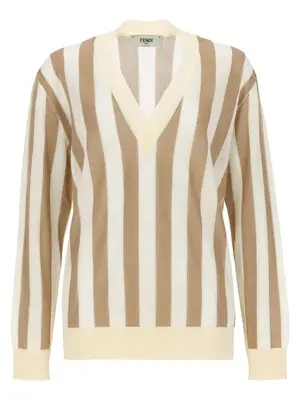 Fendi Striped Silk Maglia - Beige