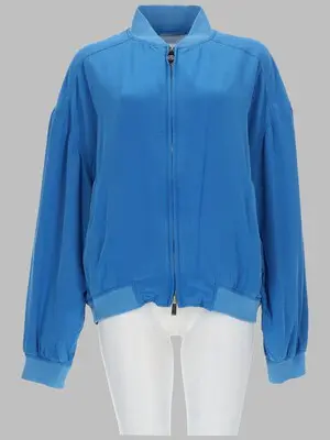 Versace Blouson Con Zip In Popeline Di Seta