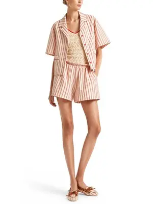 Fendi Striped Denim Shorts
