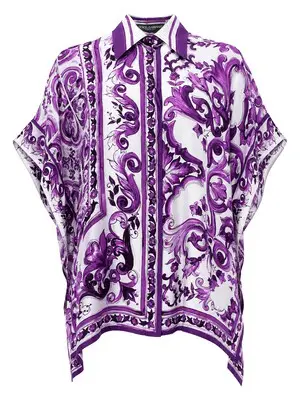 Dolce & Gabbana Majolica Print Twill Shirt - Purple