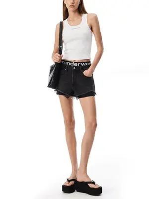 Alexander Wang Logo Detail Denim Shorts