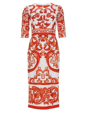 Dolce & Gabbana Majolica Print Charmeuse Dress