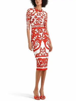 Dolce & Gabbana Majolica Print Charmeuse Dress