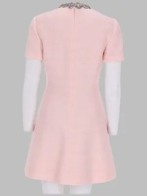 Valentino Garavani Abito Corto In Crinkle Cotton Tweed