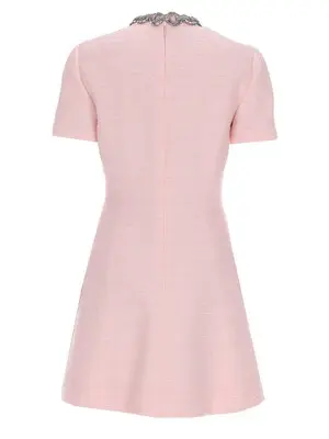 Valentino Garavani Abito Corto In Crinkle Cotton Tweed