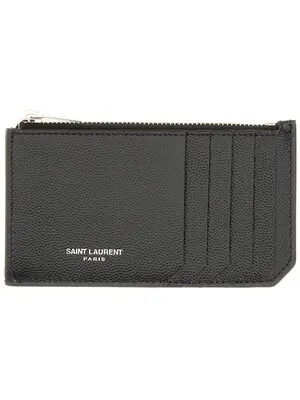 Saint Laurent Portacarte Con Zip E Logo