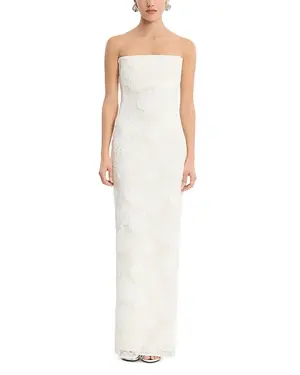 ROTATE BY BIRGER CHRISTENSEN Flower Mesh Tube Dress - Egret