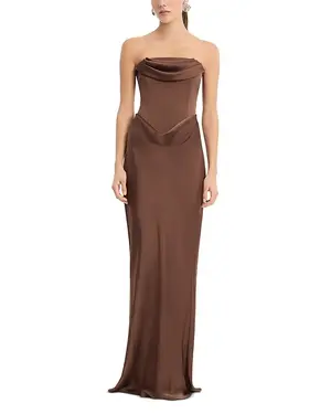 ROTATE BY BIRGER CHRISTENSEN Corsage Long Dress - Chicory Coffee